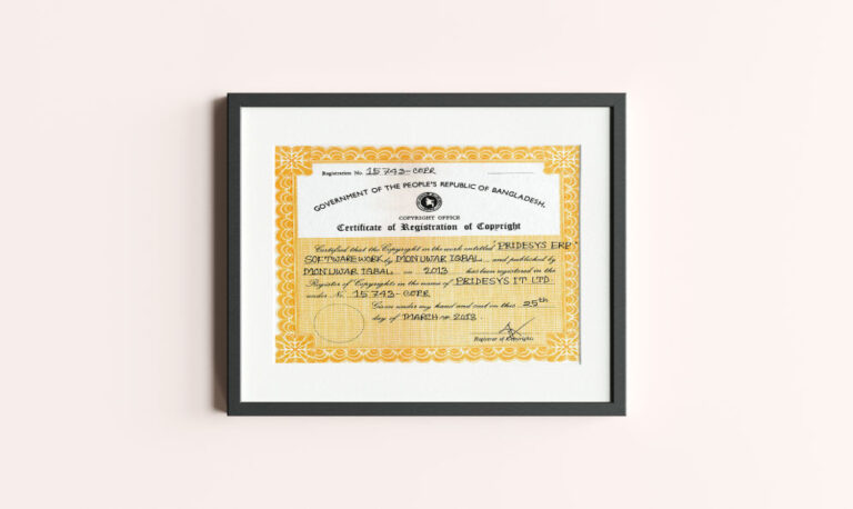 Copyright Certificate | Pridesys IT Ltd.